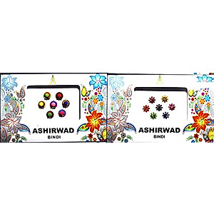 ASHIRWAD Indian Multicolor Multisize, Multi Design Reusable Stone Crystal Bridal Bindis, Forehead Tika, Face Jewels Stickers (Bindi-004)