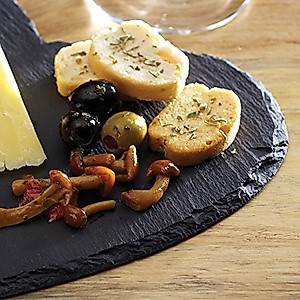 Artesà Heart-Shaped Slate Serving Platter, Hand-Finished Serveware Centrepiece - 25 cm (10") Grey