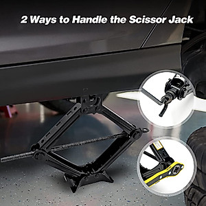 CFYUSEU Scissor Lift Jack Max 2.5 Ton Capacity, Lifting Jack Car Kit with Hand Crank/Wrench/Lug Wrench for Car Truck Sedan QJD-2.5