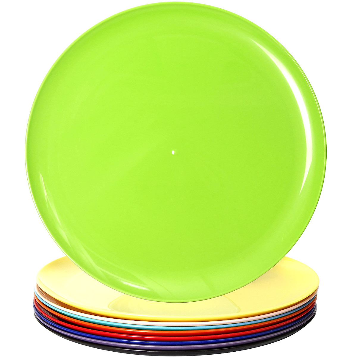 Youngever 9 Pack 12 Inch Plastic Plates, Large Plates, Dinner Plates, Set of 9 (Rainbow Colors)