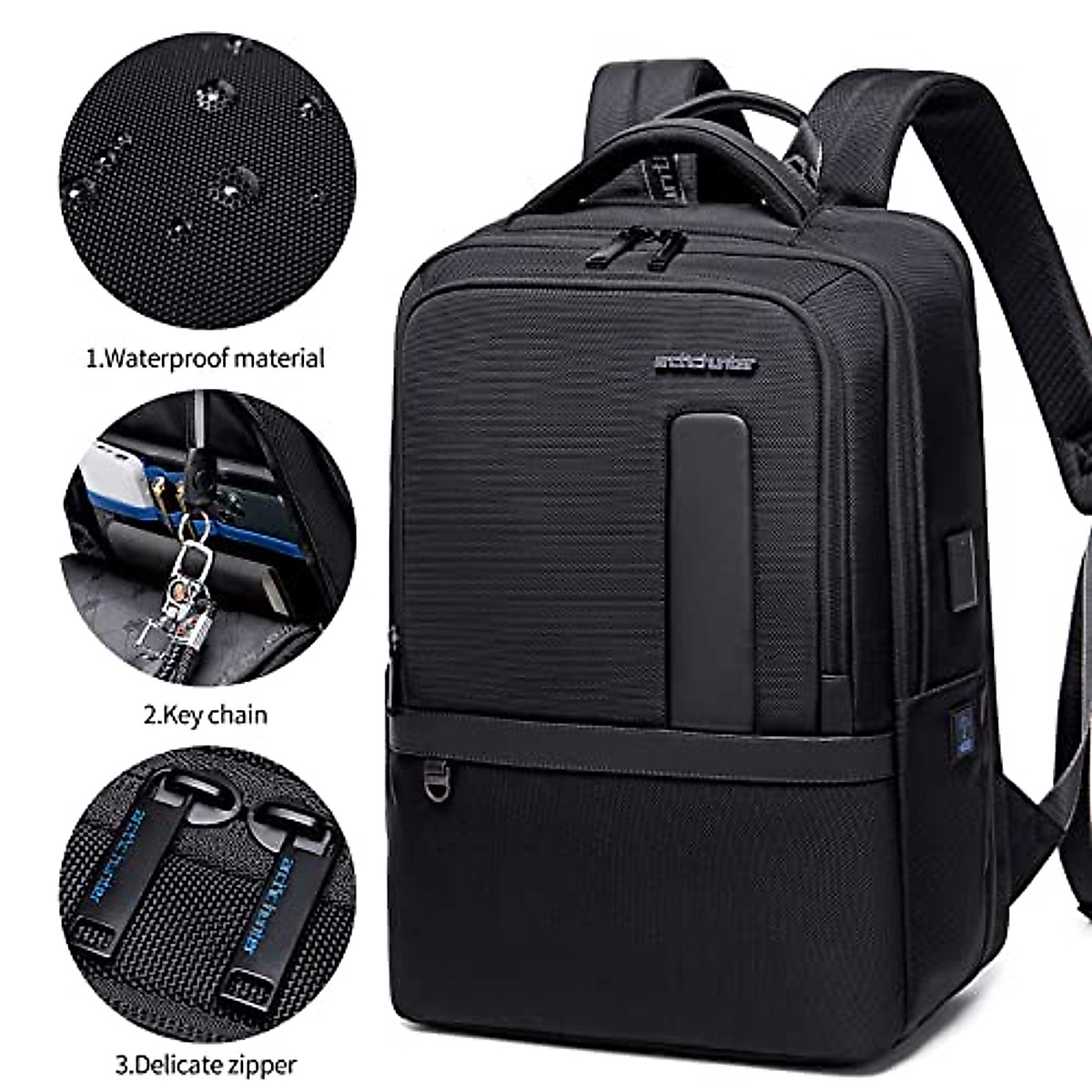 Arctic Hunter 15.6 inch Large-Capacity Backpack Laptop Backpack Men Business Travel Bag School Bag Multifunctional Black
