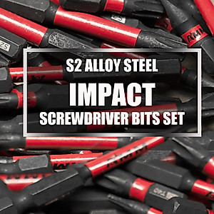 AMM 24-Piece Magnetic Screwdriver Bit Set, Slotted and Phillips Drill Screwdriver Bit Set, S2 Alloy Steel, 1" and 2.3" Long Impact Bits with Storage Box