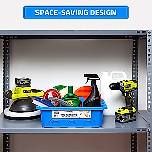 CANOPUS Storage Tray Tote with Functional Holes 2 PCs Plastic Cleaning Caddy with Handle, Portable Cleaners Caddy, Undersink Storage for Kitchen, Shoe Cleaning Box, Cleaning Products Organizer, Blue