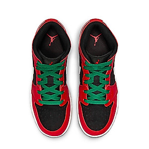 Nike Jordan Youth Jordan 1 Mid SE GS DQ8418 006 Christmas - Size 6Y, Black/Fire Red/White/Malachite