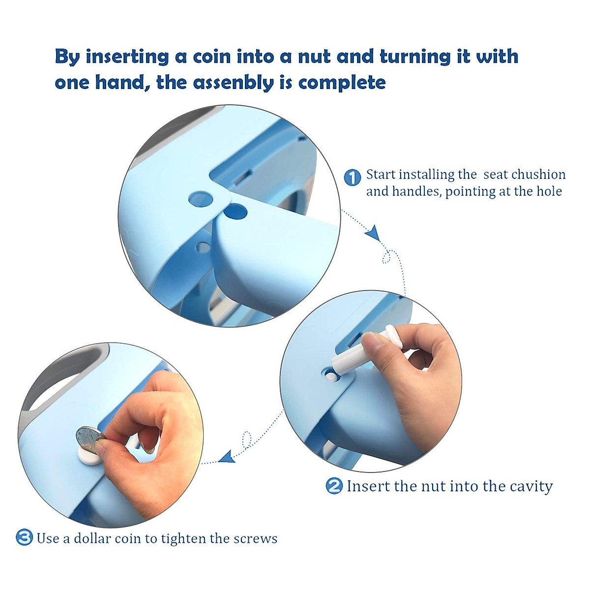 HTTMT- Classic Potty Training Toilet Ladder Seat With Upgraded Cushion Step Stool Ladder Toilet Chair/Toilet Trainer for Baby Toddler Kids Children In Blue [P/N: ET-BABY002-BLUE STEP-C]