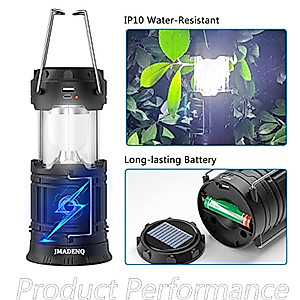 Lanterns, Camping Lantern, Solar Lantern Flashlights Charging for Phone, USB Rechargeable Led Camping Lantern, Collapsible & Portable for Emergency, Hurricanes, Power Outage, Storm (2 Pack)
