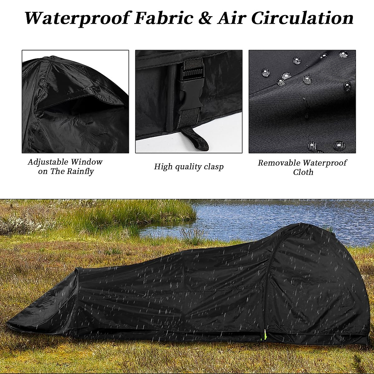 L RUNNZER One Person Tent, Pop Up Ultralight Bivvy Tent for Camping, Backpacking & Trekking with Rainfly