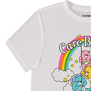 Care Bears Ladies Fashion Shirt - Ladies Classic Clothing - Cheer Friend Funshine Good Luck Curved Hem Tee (White, Small)