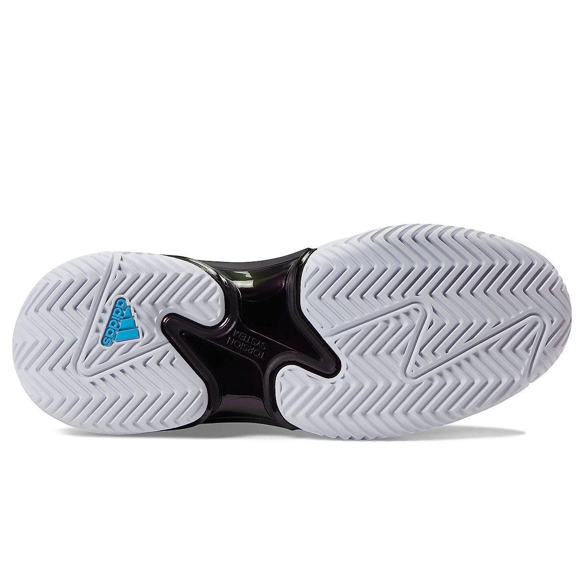 adidas Women's Barricade Tennis Shoe, White/Silver Metallic/Bright Cyan, 8