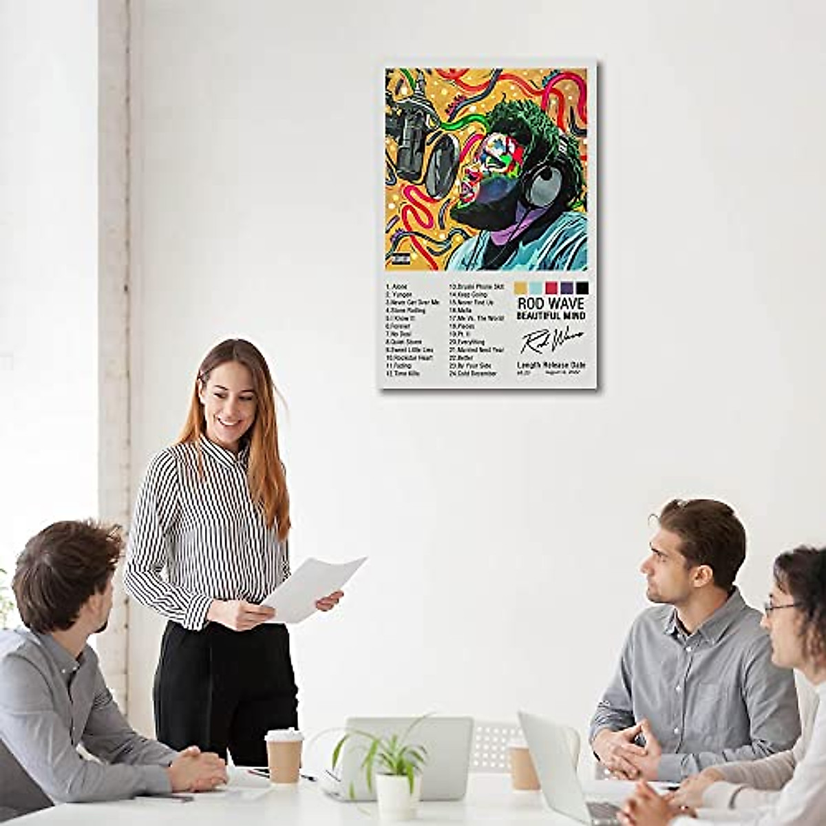 Rod Wave Poster Rapper Album Cover Music Posters Signed Limited Edition Canvas Poster Wall Art Decor Print Picture Paintings for Living Room Bedroom Decoration (A,16x24in Unframe)