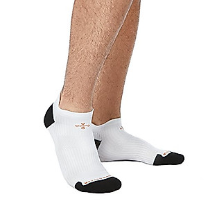 Tommie Copper Men's Athletic Light Weight Compression Ankle Socks, White/Black, Size 9-11.5 (1725MR)