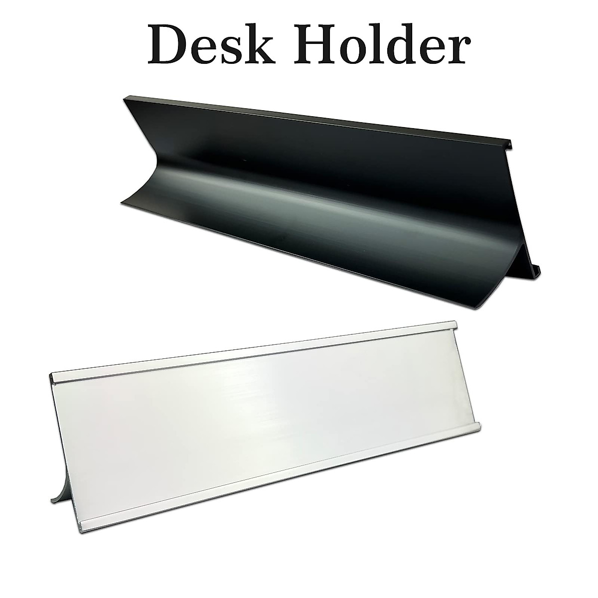 2" x 8" Personalized Aluminum Name Plates, Custom Office Desk or Wall Name Plates, Can Add Custom Logo Image and Texts, Two Name Plates Colors Silver, White, Holders are Optional (Custom Image+Text)