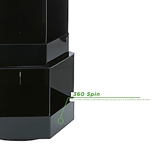 Mind Reader SETT-BLK 18 Compartment 3-Tier Large Breakroom, Lazy Susan Coffee Condiment Organizer, Black, One Size