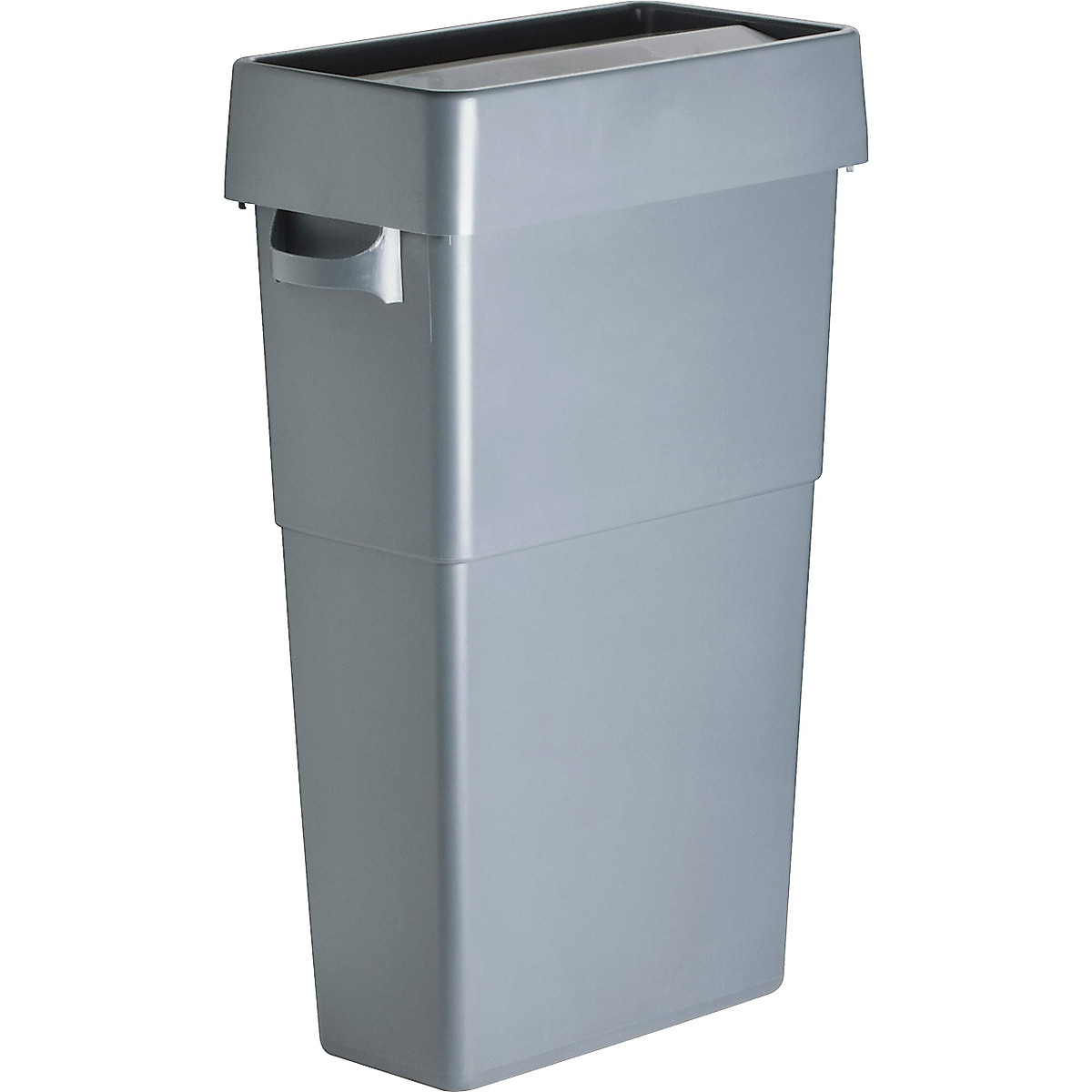 Genuine Joe GJO60465 Plastic Space Saving Waste Container, 23 gallon Capacity, 23" Width x 30" Height x 11" Depth, Gray