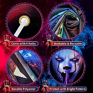 AeapYar Joker Clown Halloween Banner Decoration Door Cover Backdrop Trick or Treat Horror Movie Character Killer Creepy Scary Terror IT Theme Background Decor Birthday Party Photo Props