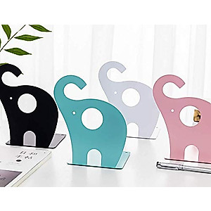 Leoyoubei Steel Book Racks Cute Elephant Art bookends Desk Accessories & Workspace Organizers, Kids Bedroom Or playroom, Office or Gift -Small Books,Book Organizer Non-Slip 1 Pairs Pink