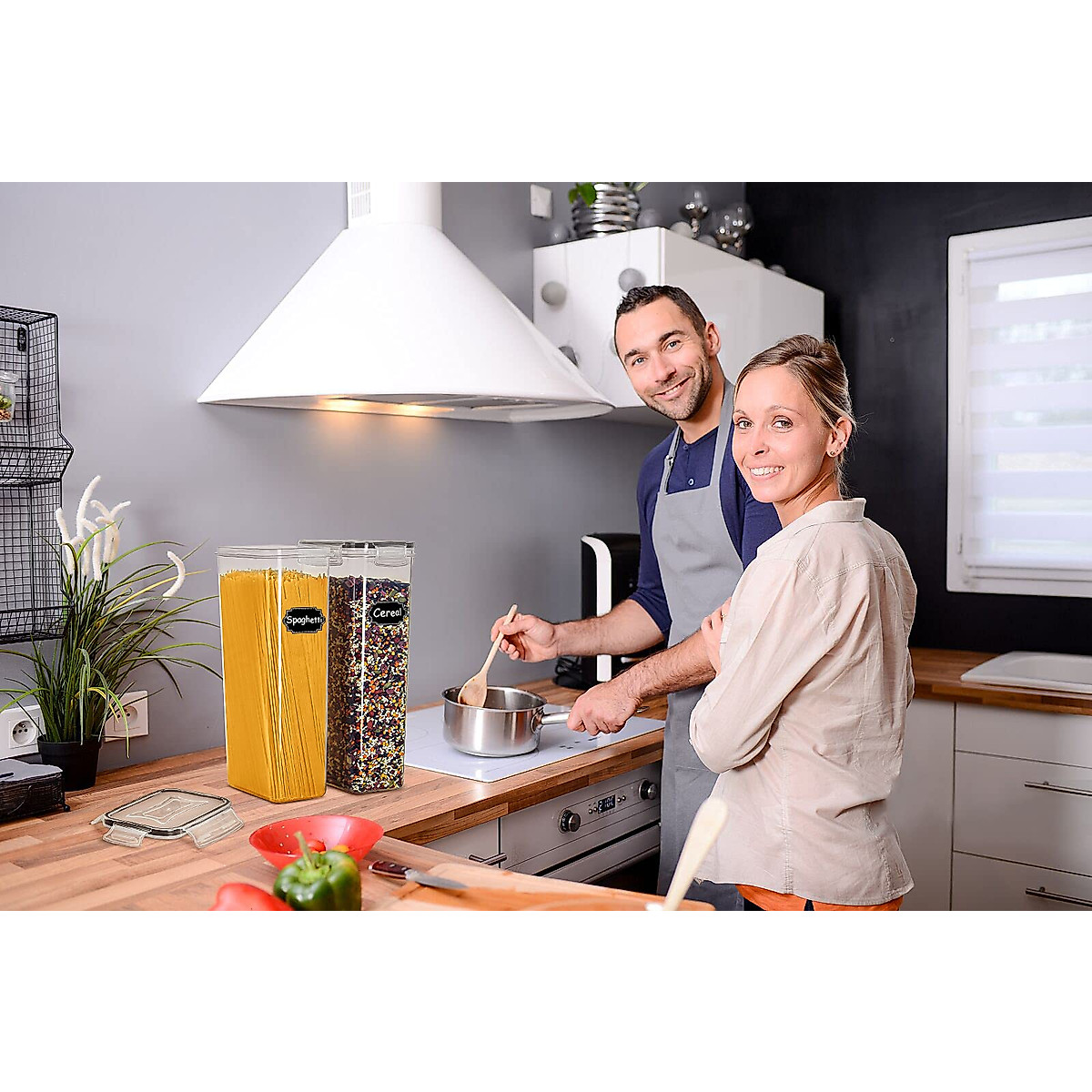 Airtight Food Storage Containers Set of 9 - Wildone BPA Free Cereal & Dry Food Storage Containers 2.8L / 11.83 cups for Sugar, Flour, Snack, Baking Supplies, with 20 Chalkboard Labels & 1 Marker