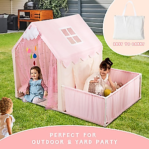 Large Indoor Play Tent for Kids Room - Playhouse with Windows for Boys & Girls, Imaginative Toddler Fort for Ages 2-6, Children's Decorative Hideaway (Pink)