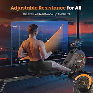 Niceday Rowing Machine, Magnetic Rower for Home Use, Smart Rowing Machine Bluetooth Compatible with Kinomap APP, Rower Machine with 16 Resistance Levels & 350 LBS Weight Capacity