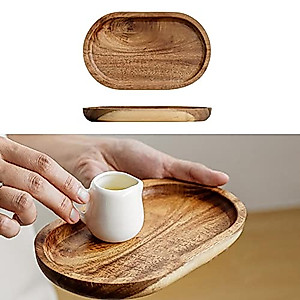 MYCENSE Sushi Plate Wooden Platters Easy to Carry Handmade Wood Serving Trays Acacia Wood for Kitchen Restaurant Living Room