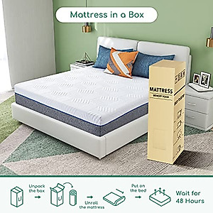 Memory Foam Mattress 12 Inch King Size, Medium Firm Bamboo Charcoal Foam and Innerspring Hybrid Mattress with Breathable Cover, CertiPUR-US Certified, Supportive & Pressure Relief Mattress in A Box