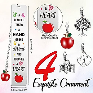 8 Pieces Teacher Appreciation Gifts Teacher Bookmark with Pendant Birthday Graduation Gift for Teachers Instructors Metal Vintage Bookmarks Teacher Gift from Students School Office Supplies