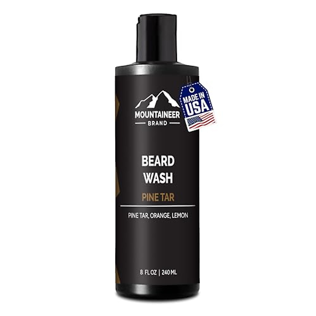 Mountaineer Brand Beard Wash For Men | 100% Natural Beard Shampoo | Thick Cleaning Softening Lather for Hair and Skin | Hydrate and Detangle | Grooming Treatment | WV Pine Tar Scent 8oz