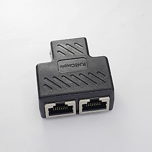 LYMGS RJ45 Ethernet Cable Splitter Network Adapter, 1 Female to 2 Female LAN Ethernet LAN Network Extension Splitter Cable, Black 1 Pack