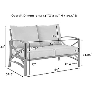 Crosley Furniture KO60008BZ-OL Kaplan Outdoor Metal Loveseat, Oiled Bronze with Oatmeal Cushions
