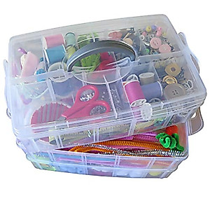 Evelots Storage Box-Clear-Stackable-Snap-30 Slots-Craft/Jewelry/Hardware-3 Trays