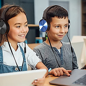 Premium Classroom Headphone with Microphone (5 Pack) - Kids Wired Earphones with Mic for School Students K-12 & Teachers, Soft Swivel On Ear Pads- Perfect for E-Learning, Meetings, Calls -(Colorful)