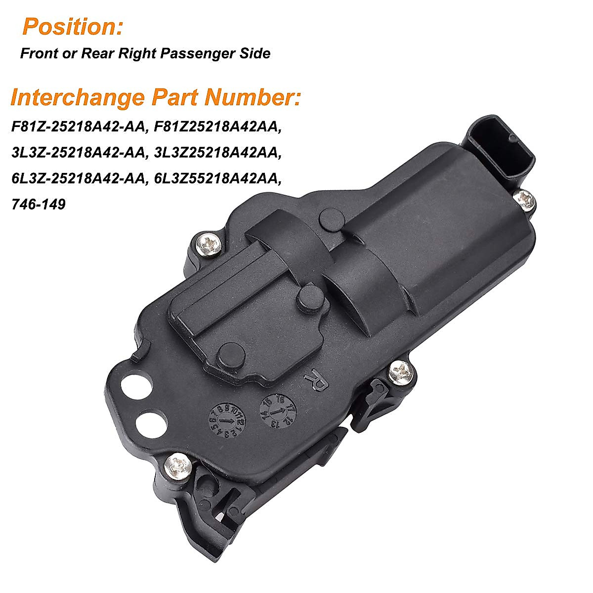 746-149 Power Door Lock Actuator Right Passenger Side Compatible with Ford F150 F250 F350 F450 F550 Expedition Excursion Mustang Ranger Taurus, Lincoln, Mercury, Mazda F81Z25218A42AA, 6L3Z25218A42AA
