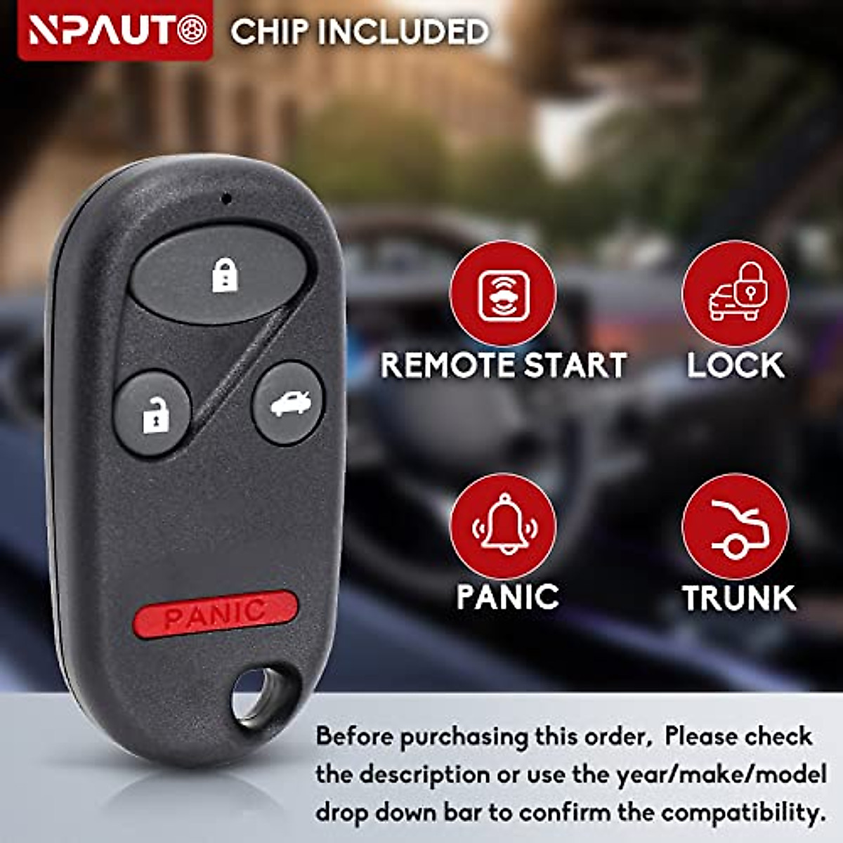 NPAUTO Key Fob Replacement Fits for Honda Accord & Acura TL 1998 1999 2000 2001 2002 2003 DIY Programming Keyless Entry Remote Control Car Key Fobs KOBUTAH2T, 72147-S0K-A02, 72147-S84-A03 (Pack of 2)