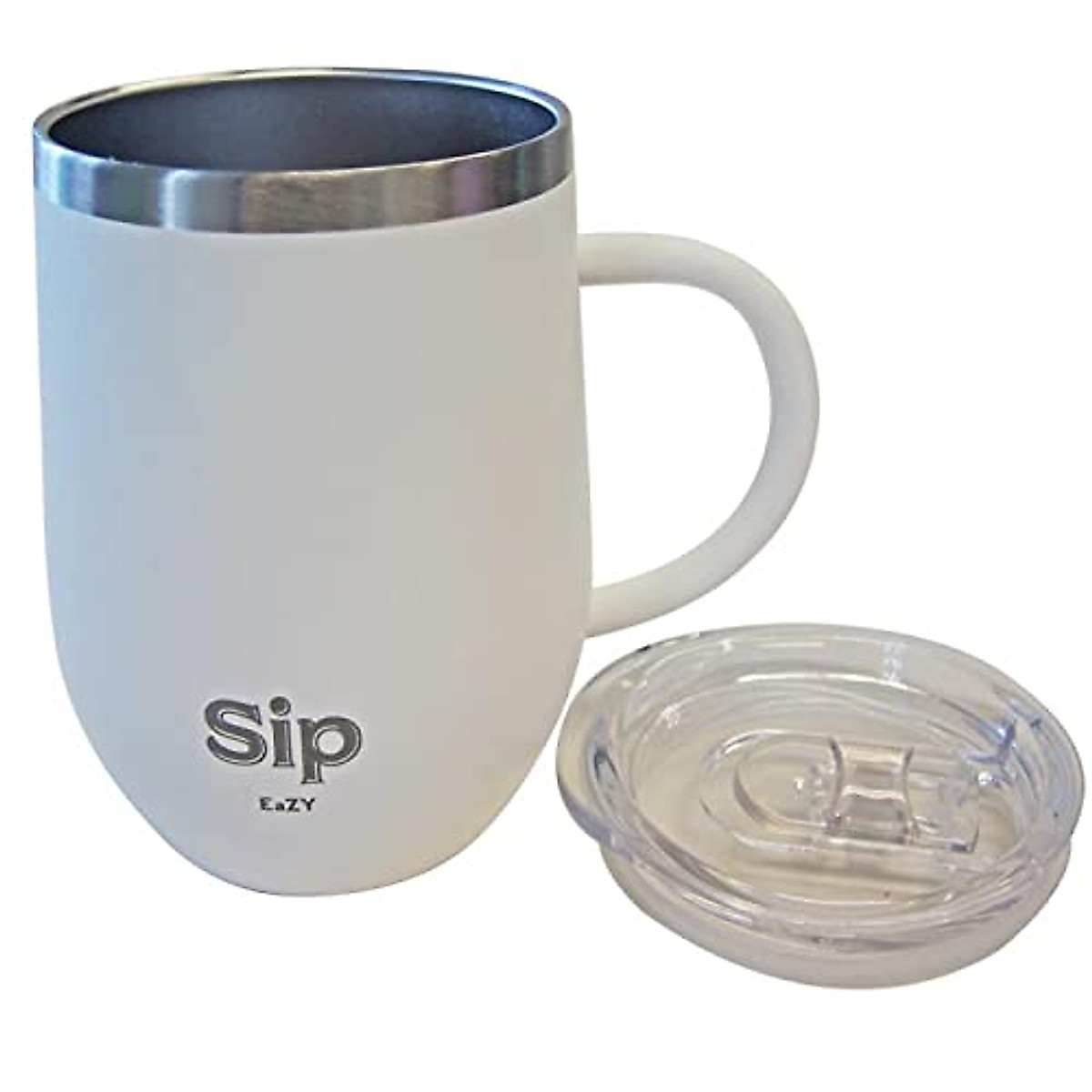 PURPLE Double Walled 18/8 StainlessSteel Insulated Cup, Handle & Lid 12oz- Keeps your Drinks Hot up to 6 hours Cold up to 24hour - Coffee, Tea, Beer, Water, Wine - Arrives Boxed for easy Gifting!