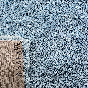 SAFAVIEH Supreme Shag Collection 8' x 10' Light Blue SGS621D Handmade Solid 1.5-inch Thick Area Rug