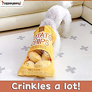 YEPPUPPY Snuffle Puzzle Plush Toys for Dogs–- Dog Enrichment, Mental Stimulation, Interactive Dog Toys-Stress Relief Toy for Natural Foraging Skills- Food Treat Sniff Toy (Potato Chips$ Bag)