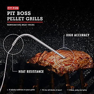 Replacement for Pit Boss Meat Probe Pellet Grills and Pellet Smokers Parts,2pc Waterproof BBQ Temperature Probe,3.5 mm Plug,Equipped with Stainless Steel Grill Holder 2pc
