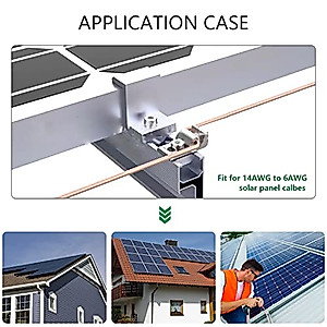 Dutiplus Solar Panel Grounding Lugs with Nuts and Bolts Solar Earthing Ground Clip Cable Clamp for RV, Boat, Roof, Wall and Other Off Gird Roof Installation(4pcs)