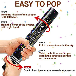 Confetti Cannon Party Poppers [6 Pack], Gift 3 Magnetic Photo Frames, Multicolor Biodegradable Confetti Shooters for Wedding, Birthday, Party, Graduation Celebrations, New Year’s Eve