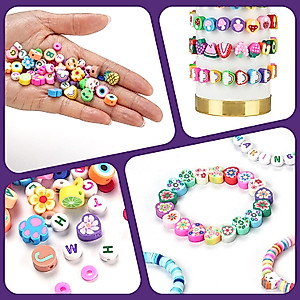 richginker 2300pcs Polymer Clay Beads Bracelet Making Kit Friendship Bracelet Kit Cute Fun Charms Beads for Bracelet Making DIY Arts Crafts Birthday Gifts Toys for Kids Girls