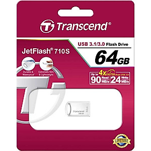 Transcend 64GB JetFlash 710 USB 3.1/3.0 Flash Drive (TS64GJF710S), Silver