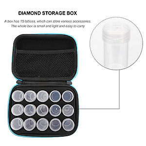 EXCEART Grids Diamond Painting Drills Storage Case Art Craft Accessory Organizer Jewelry Beads Sewing Pills Container with Shockproof Zipper Carry Bag Blue