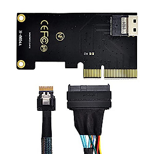 NFHK PCI-E 3.0 4.0 to SFF-8654 Slimline SAS Card Adapter and U.2 U2 SFF-8639 NVME PCIe SSD Cable for Mainboard SSD