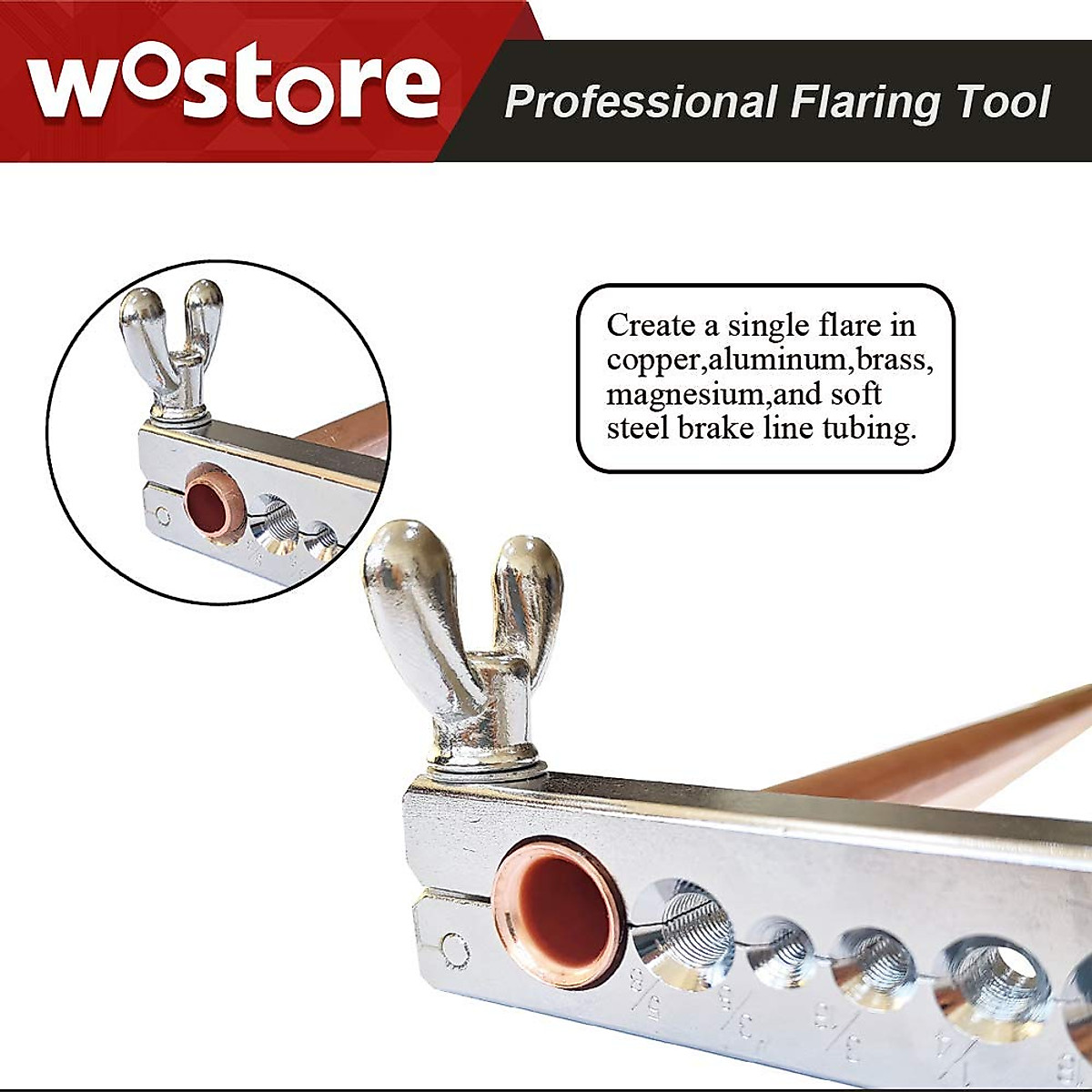 Wostore Flaring Tool Set Tubing Pipe 7 Dies of 3/16-5/8 Inch kit in HVAC for plumbing Copper