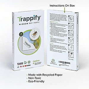 Trappify Window Fly Traps: House Window Fruit Fly Traps for Indoors, Gnat, & Other Flying Insect, Disposable Indoor Fly Trap with Extra Sticky Adhesive Strips - Inside Home Housefly & Bug Catchers (8)