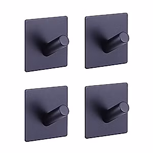 kimzcn Towel Hook/Adhesive Hooks - Wall Hooks for Coat/Robe/Towels Stick on Bathroom/Kitchen, Stainless Steel 4-Packs