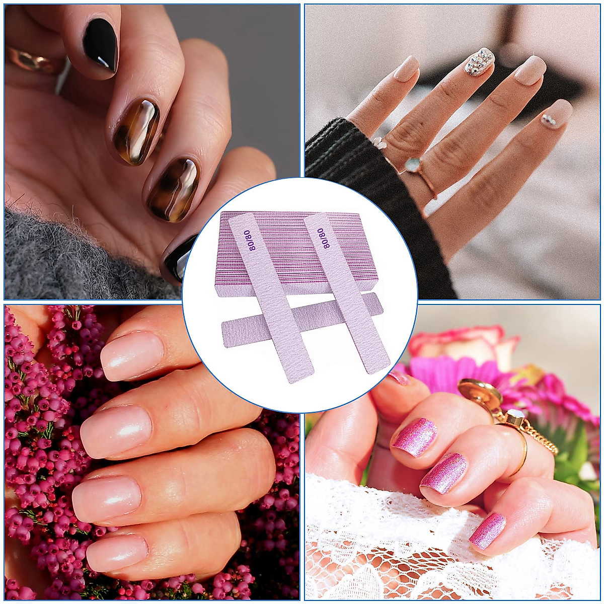 80/80 Grit Nail Files (25 Pcs), Coarse Emery Boards for Acrylic Nails and Gel Nails, Nail File Double Sided 80 Grits Emory Professional Nail Filers Pack