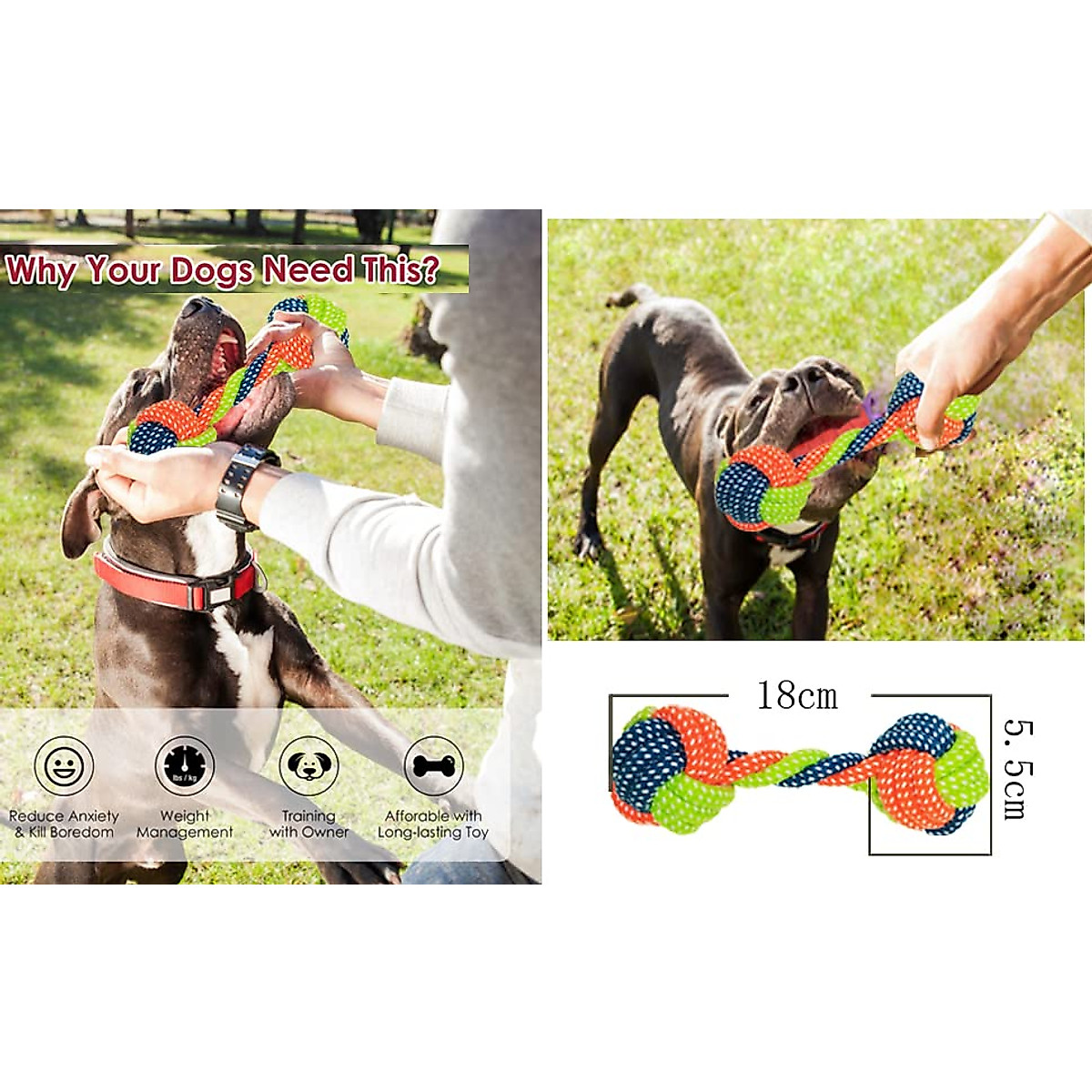 YOOCIZ Tough Dog Toys for Aggressive Chewers, Large Dog Toys with Larger Knot Rope Toys Interactive Dog Chew Toy for Small, Medium & Large Breed…