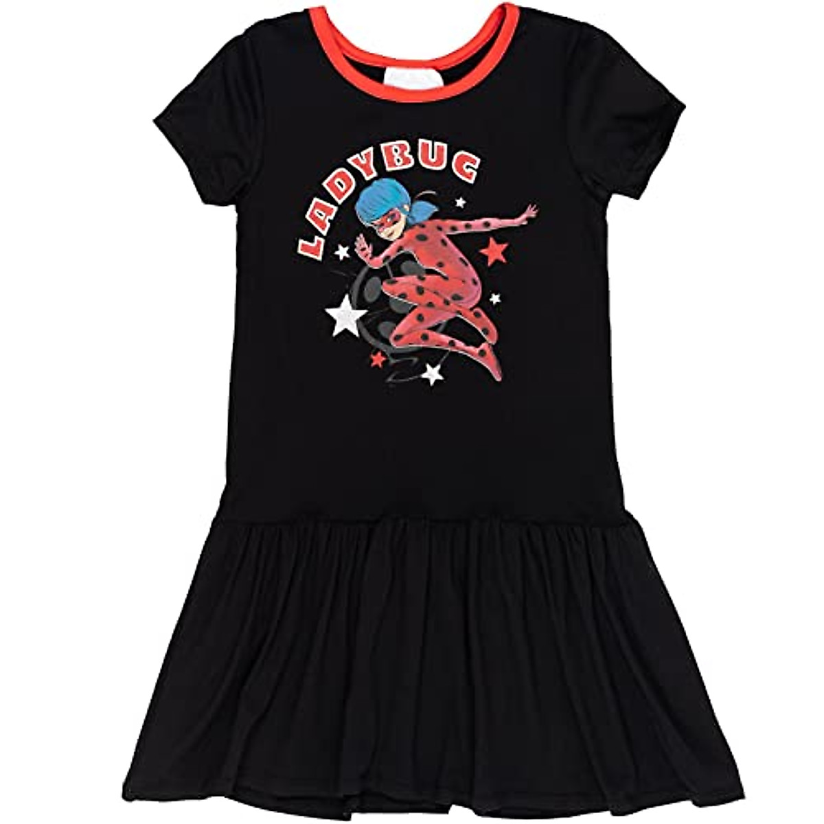 Miraculous Ladybug Little Girls 2 Pack Short Sleeve Dresses Black 7-8