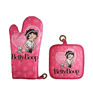 Midsouth Products Betty Boop Kitchen Pot Holder and Oven Mitt Set-Atttitude is Everything
